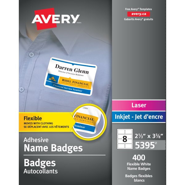Avery® Name Badge Labels, 3-3/8