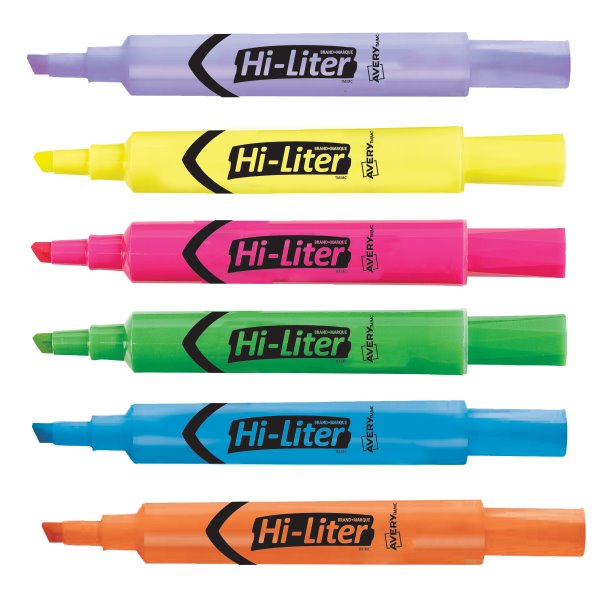 Avery® Hi-Liter, Assorted Colours, 12/bx