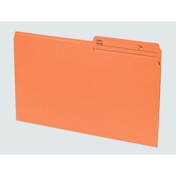 Basics® Coloured Reversible File Folders, Legal, Orange, 100/bx