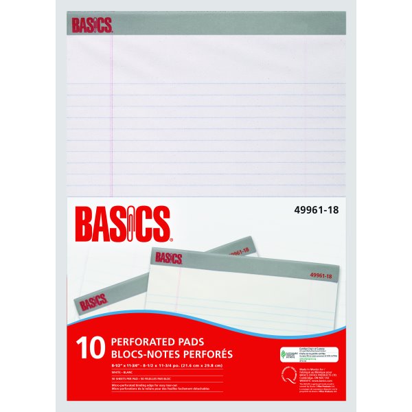 Basics® Perforated Pads, White, 10/pkg