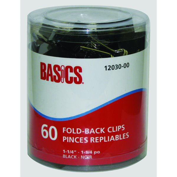 Basics® Fold-Back Clips, 1-1/4", 60/tb