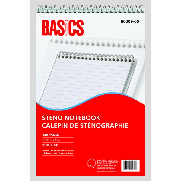 Basics® Steno Notebook, 6" x 9", 120 pages
