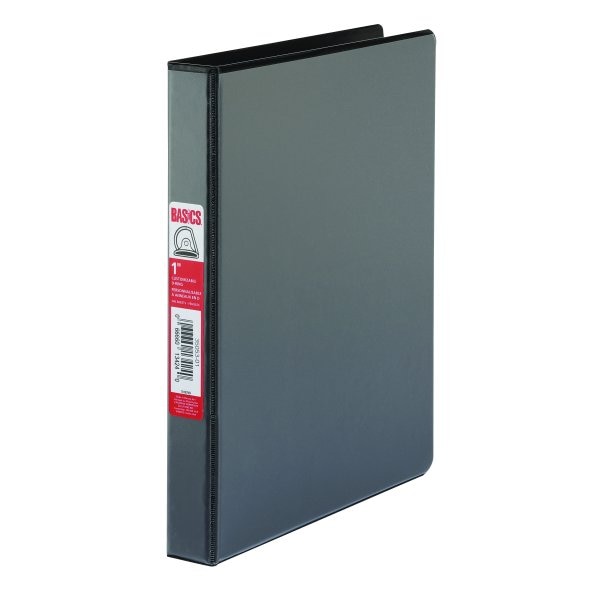 Basics® Customizable D-Ring Binder, 1", Black