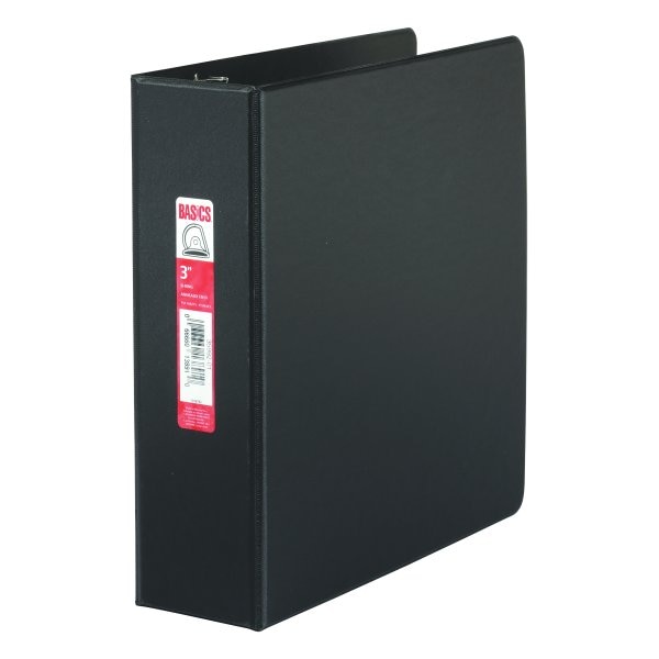 Basics D-Ring Binder, 3", Black