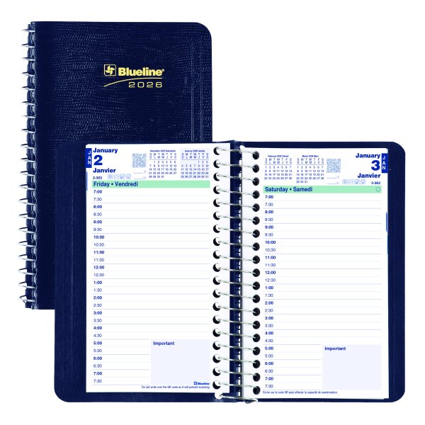 Blueline Essential Daily Diary, 6" x 3-1/2", Blue