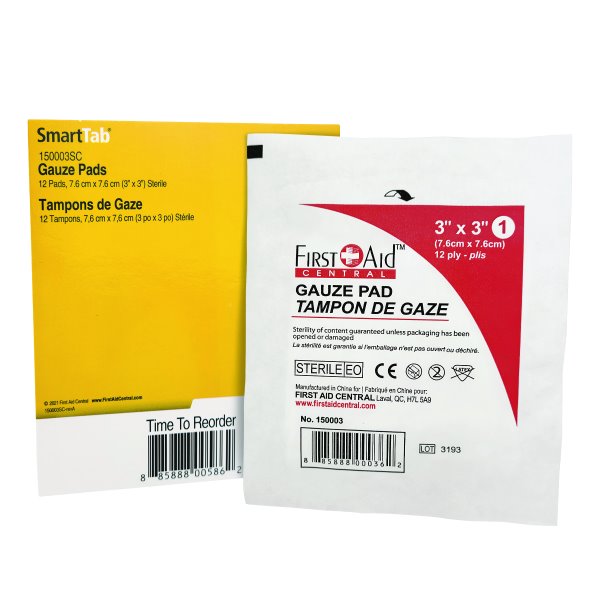 Smart Compliance First Aid Central Gauze Pads, 3" x 3"