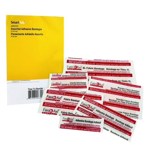 Smart Compliance First Aid Central Adhesive Bandages, Assorted, 25/pkg