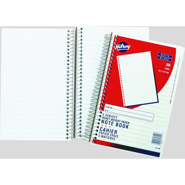 Hilroy Five Subject Jumbo Notebook, 6" x 9-1/2", 350 Pages