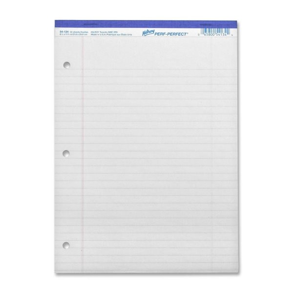 Hilroy Micro Perforated Bussiness Notepad, 8.38" x 10.88", Ruled