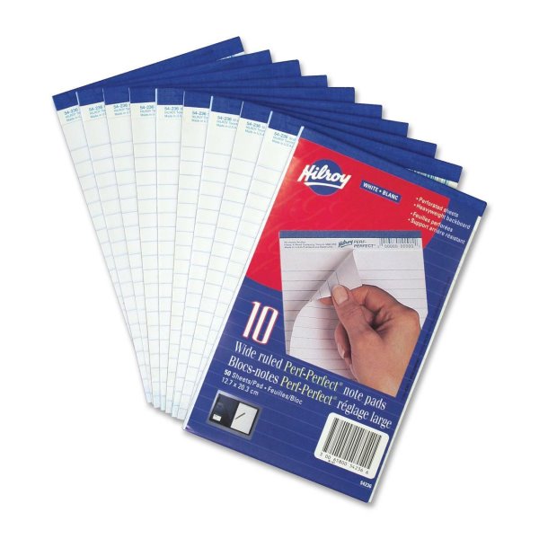 Hilroy Micro Perforated Business Notepad, 5" x 7.38", Ruled