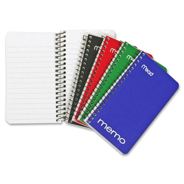 Mead Coil Bound Memo Books, Open Side, 3" x 5", 120 Pages