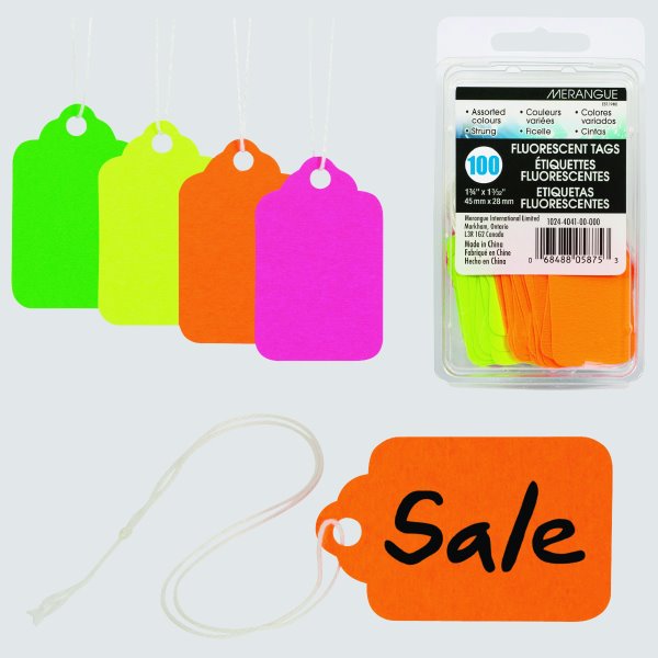 Merangue Merchandise String Tags, Neon Colours