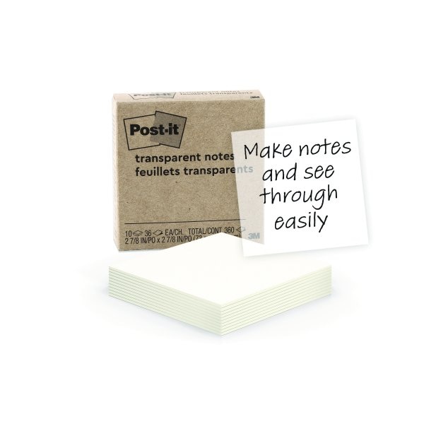 Post-it 3" x 3" Transparent Notes, 10/pkg