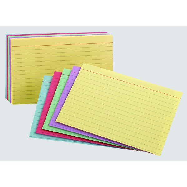 Oxford Coloured Index Cards, 3" x 5", Assorted