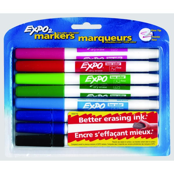 Expo Low Odour Dry Erase Markers, Set of 8